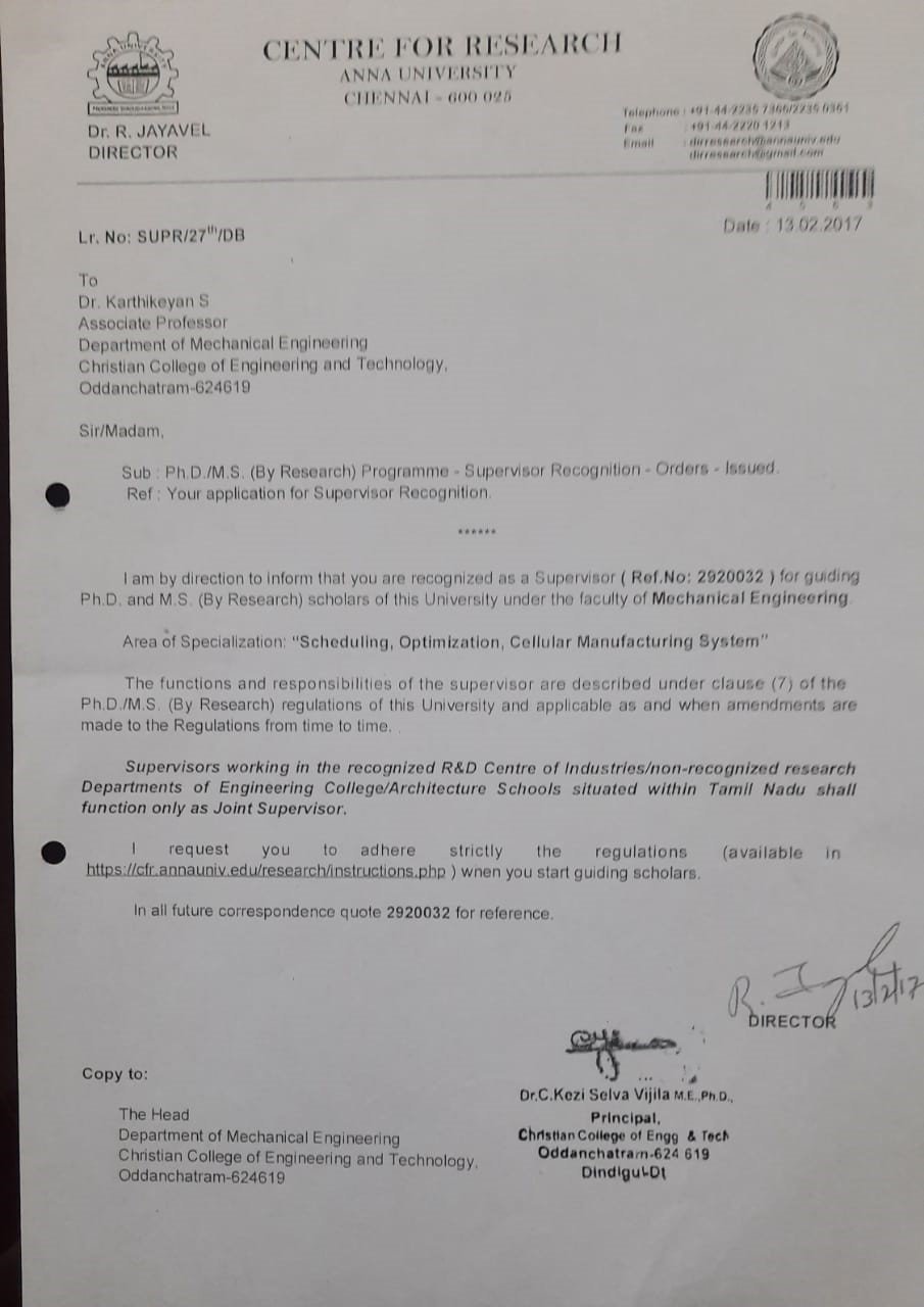Research - Christian College of Engineering and Technology